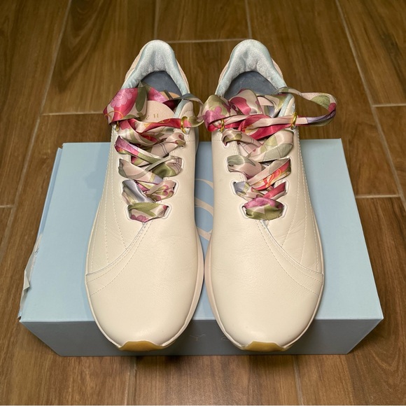 Saysh | Shoes | Saysh Two White Leather Sneakers With Pink Silk Laces ...